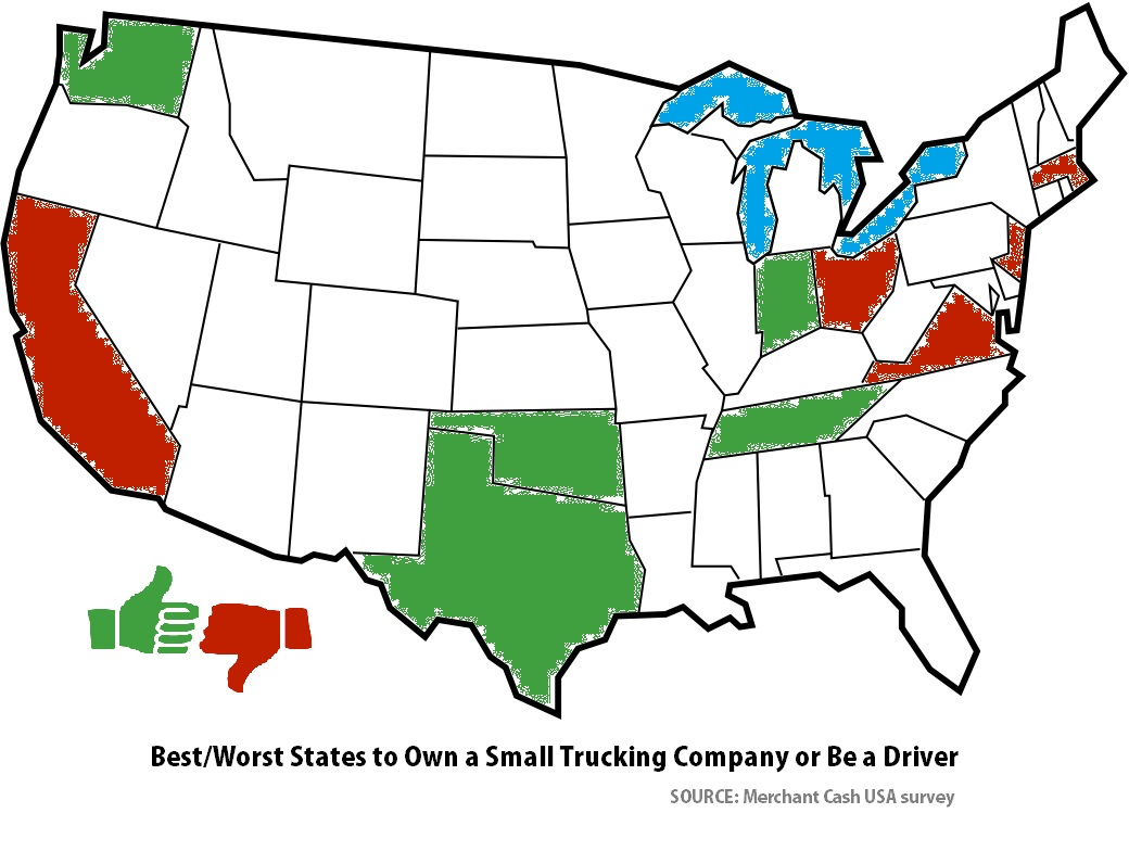 Survey: Best, worst states for trucking | FleetOwner