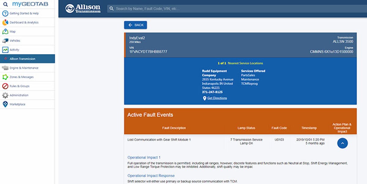 Geotab integrates Allison Transmission diagnostics data onto portal ...