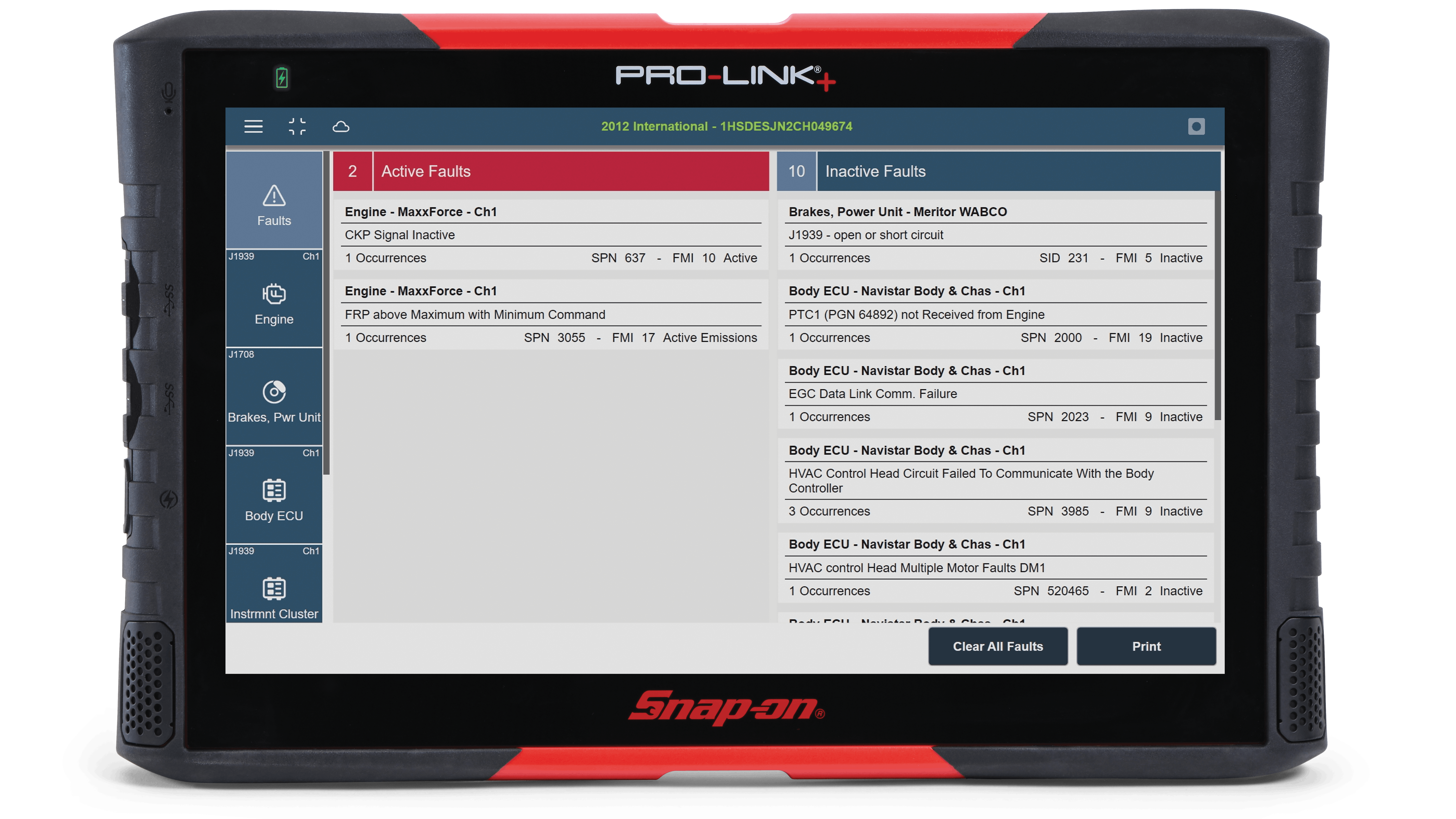 Snap-on Pro-Link+: Diagnostic system for Class 1-8 trucks with OEM ...